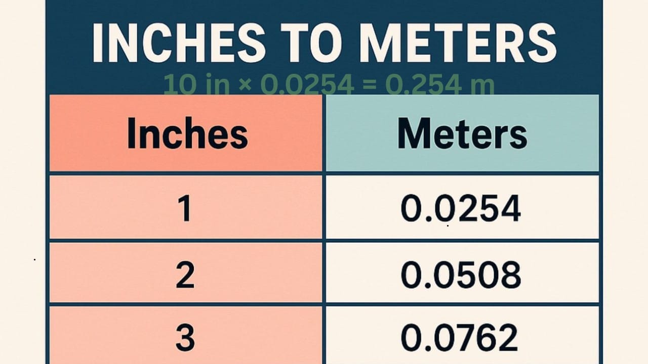 Inches to Meters Converter: Convert in to m